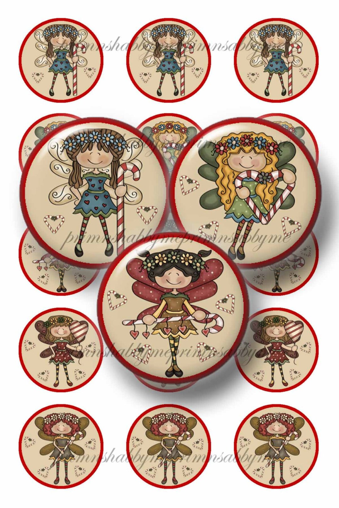 Christmas Candy Cane Fairy Bottle Cap Images Digital - Etsy