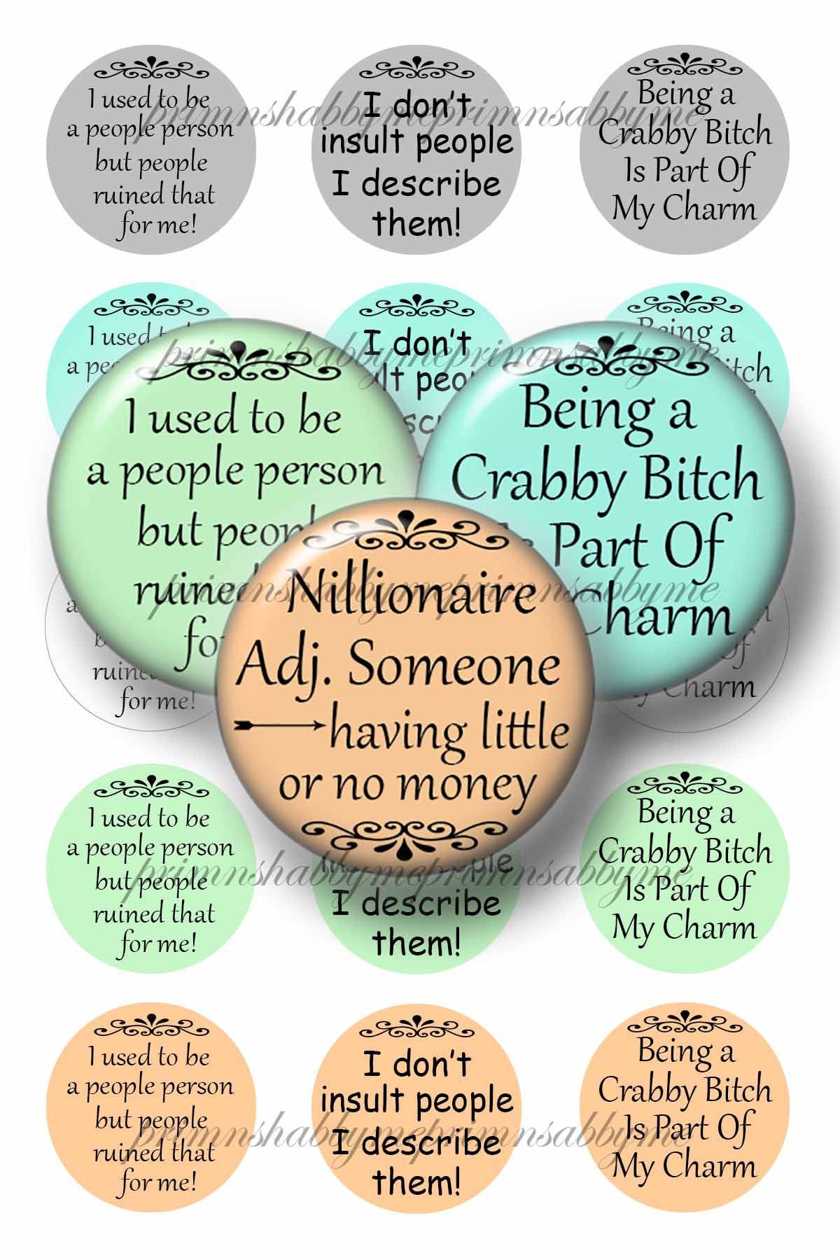 Funny Sarcastic Sayings 1 Inch Circles Bottle Cap Images | Etsy