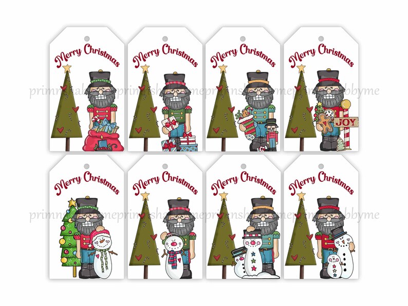 Gift Tags Christmas Nutcrackers Printable Tags Instant - Etsy