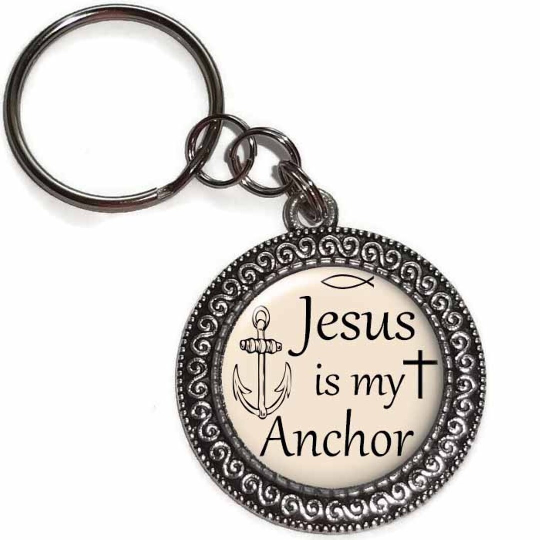 Key Chain, Christian, Jesus is My Anchor, Religious, Key Ring, Zipper ...