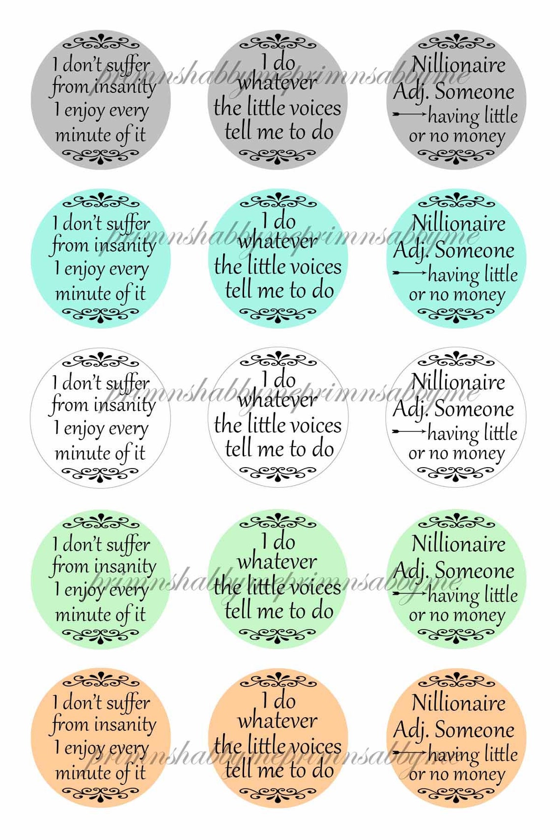Funny Sarcastic Sayings 1 Inch Circles Bottle Cap Images | Etsy