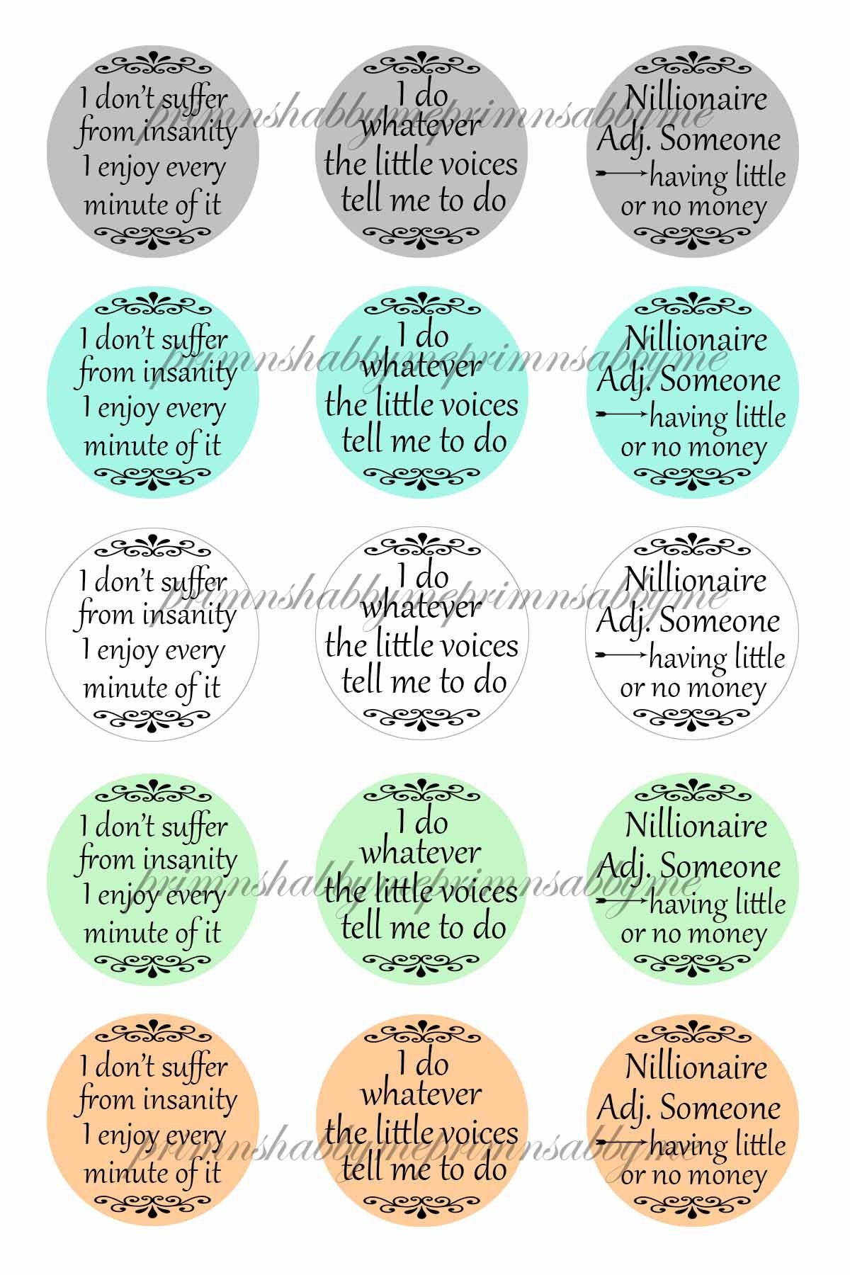 Funny Sarcastic Sayings 1 Inch Circles Bottle Cap Images | Etsy