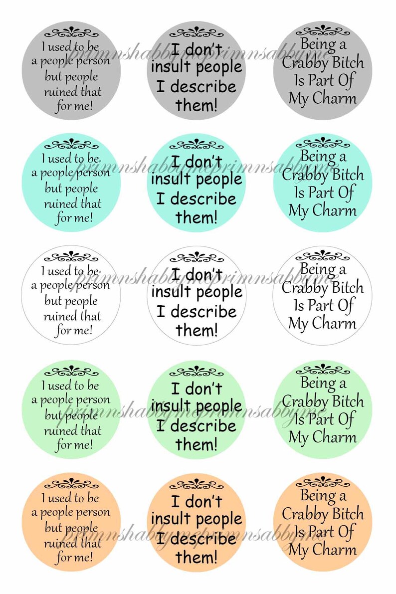 Funny Sarcastic Sayings 1 Inch Circles Bottle Cap Images - Etsy