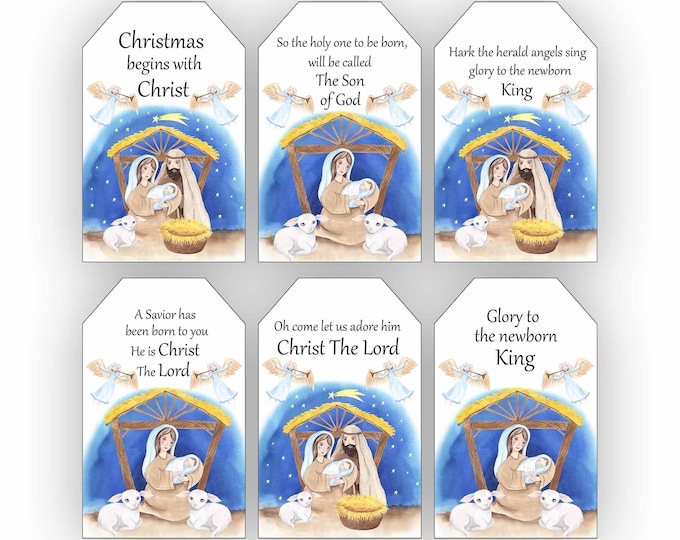 Printable, Christmas Nativity, Tags, Instant Digital Download, Collage ...