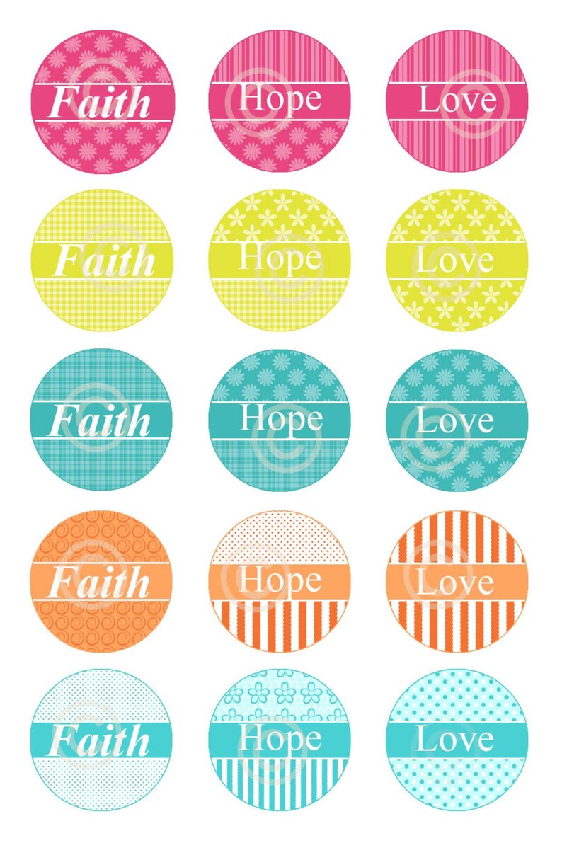 FAITH HOPE LOVE Digital Collage Sheet 1 Circles - Etsy