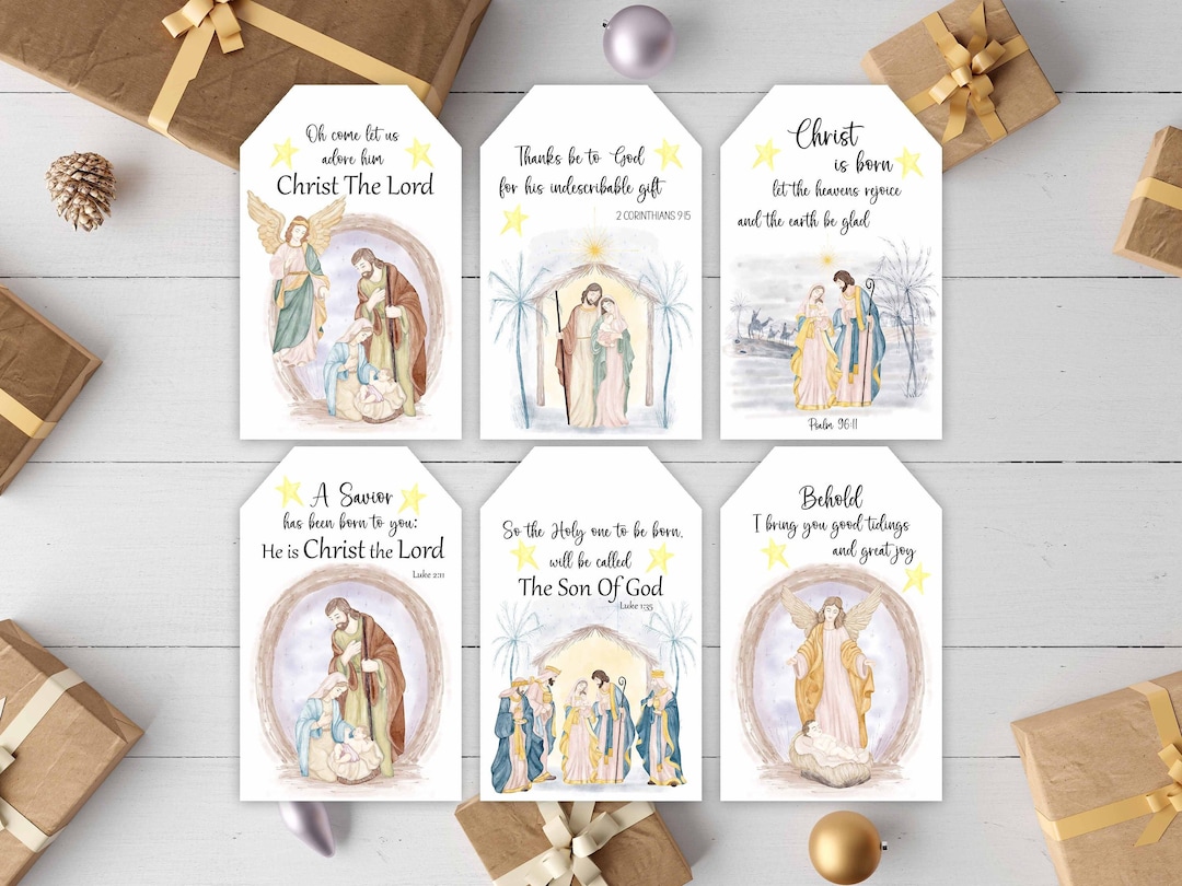 Printable, Christmas Nativity, Tags, Instant Digital Download, Collage ...