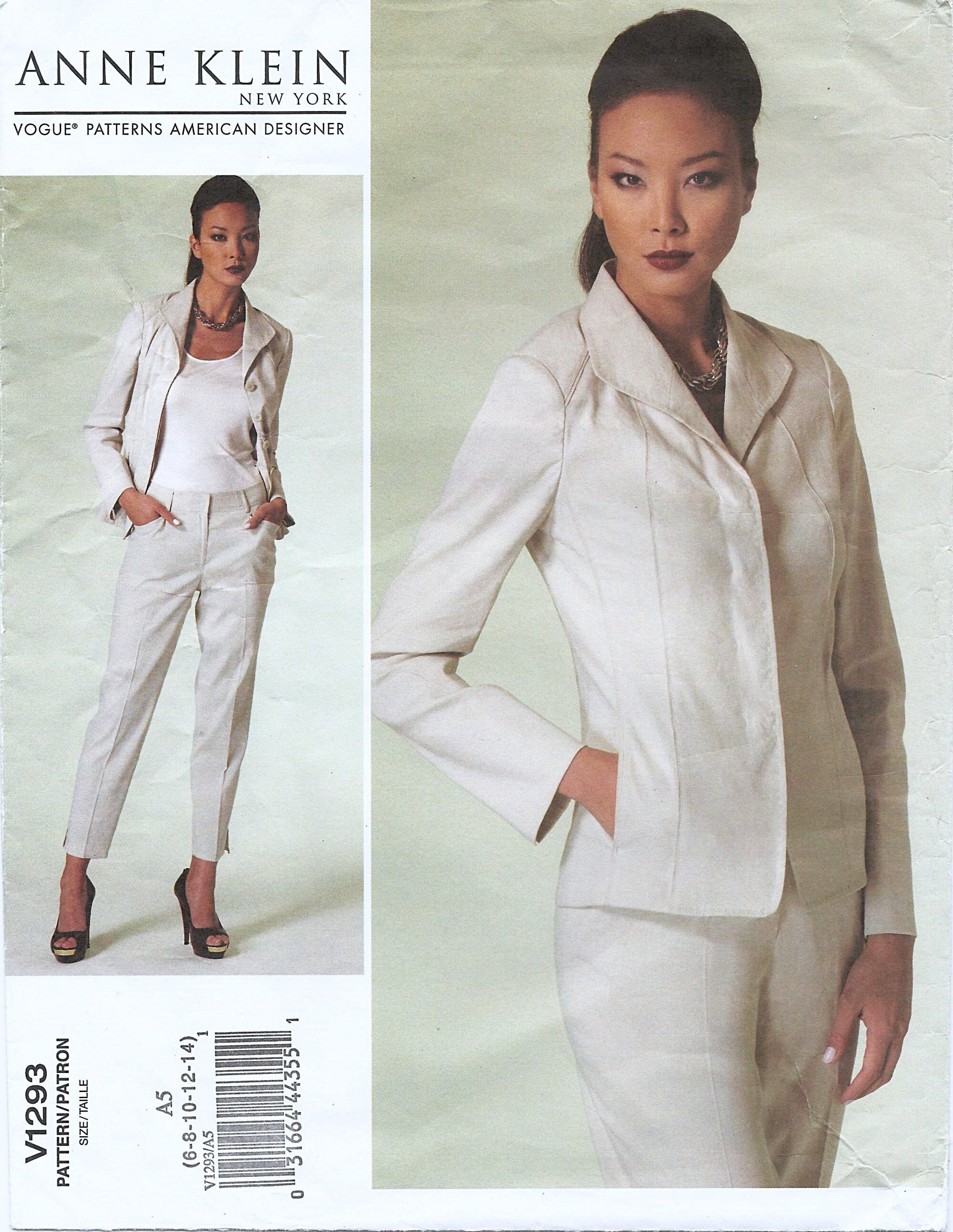 Vogue Sewing Pattern V1293, Anne Klein Misses Jacket & Pants, Sizes 6 ...