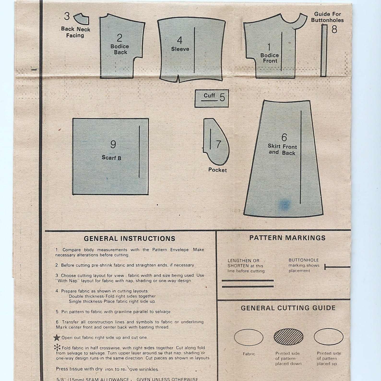 Misses Dress & Scarf Vogue 8519 Sewing Pattern, Sizes 8, 10, 12 ...