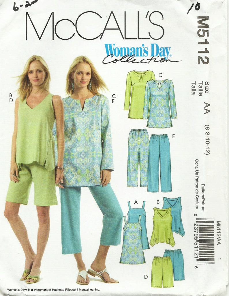 Misses Tunics Top Shorts Capris Sewing Pattern - Etsy