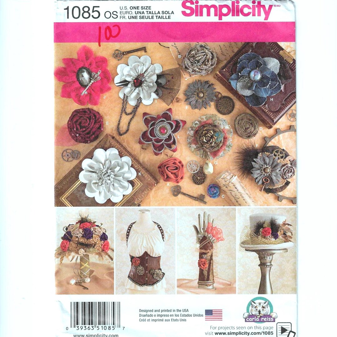 Fabric Flowers Craft Sewing Pattern, Simplicity 1085, Uncut Pattern ...