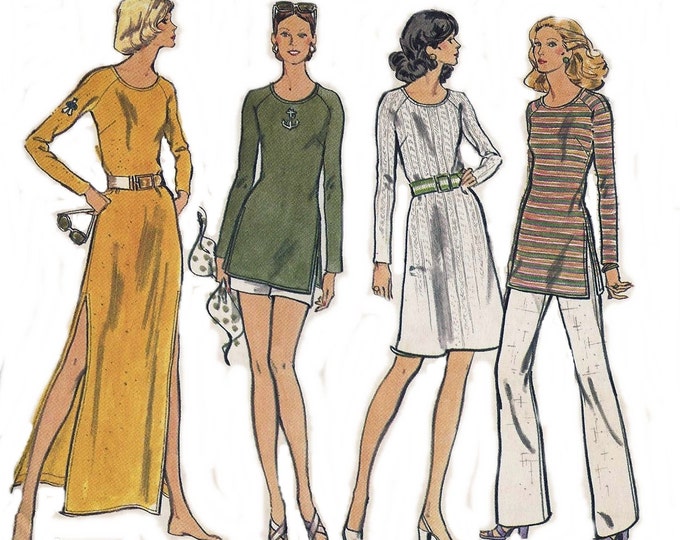 70s Vintage Vogue UNCUT Pattern 8280 Tunic Dress Pants Shorts Bust 34 ...