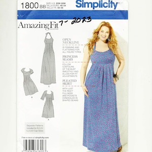 Women's Dress Amazing Fit Sewing Pattern Simplicity 1800, Sizes 20 to ...