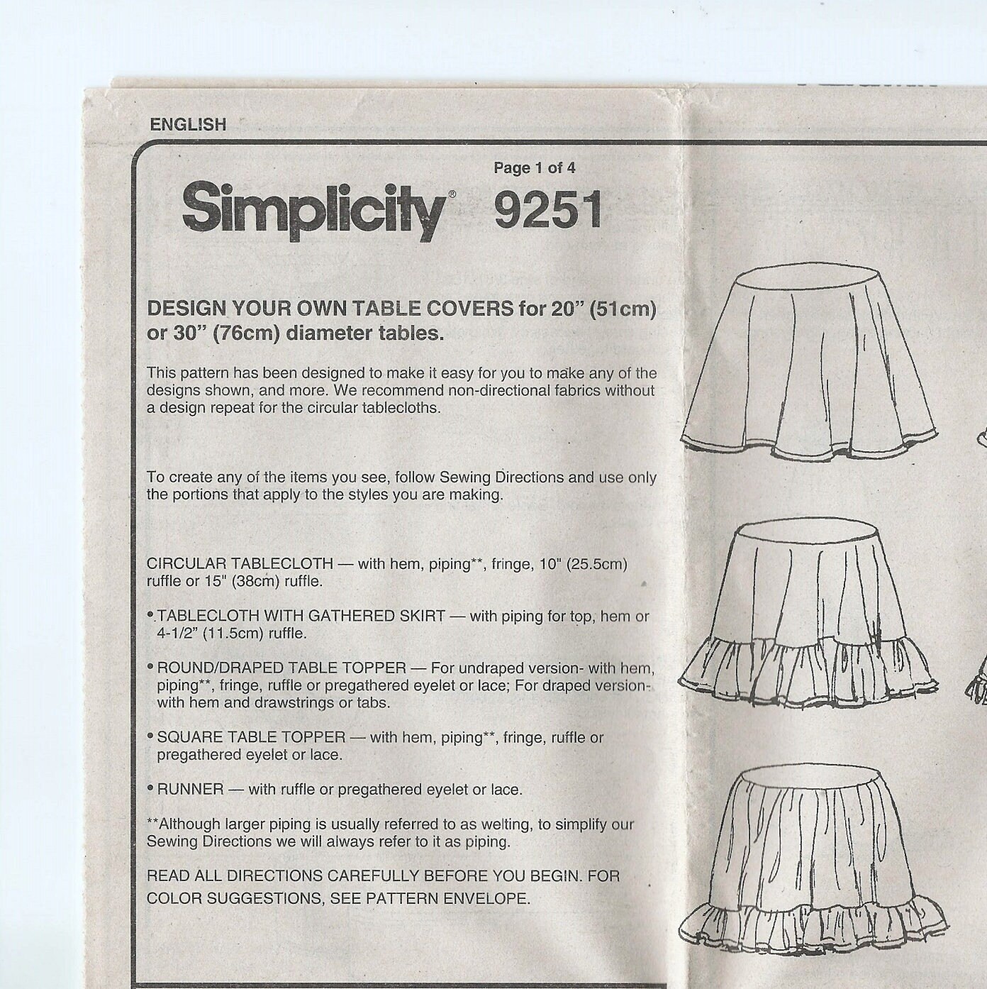 Tablecloths, Table Toppers, Table Runners Easy Sewing Pattern ...