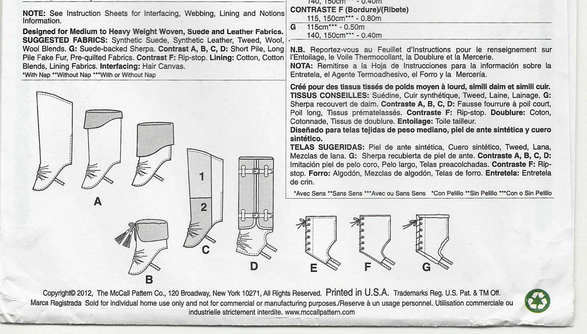 Boots, Heels, Shoes Footwear Toppers Sewing Pattern, Mccalls M6615, One ...