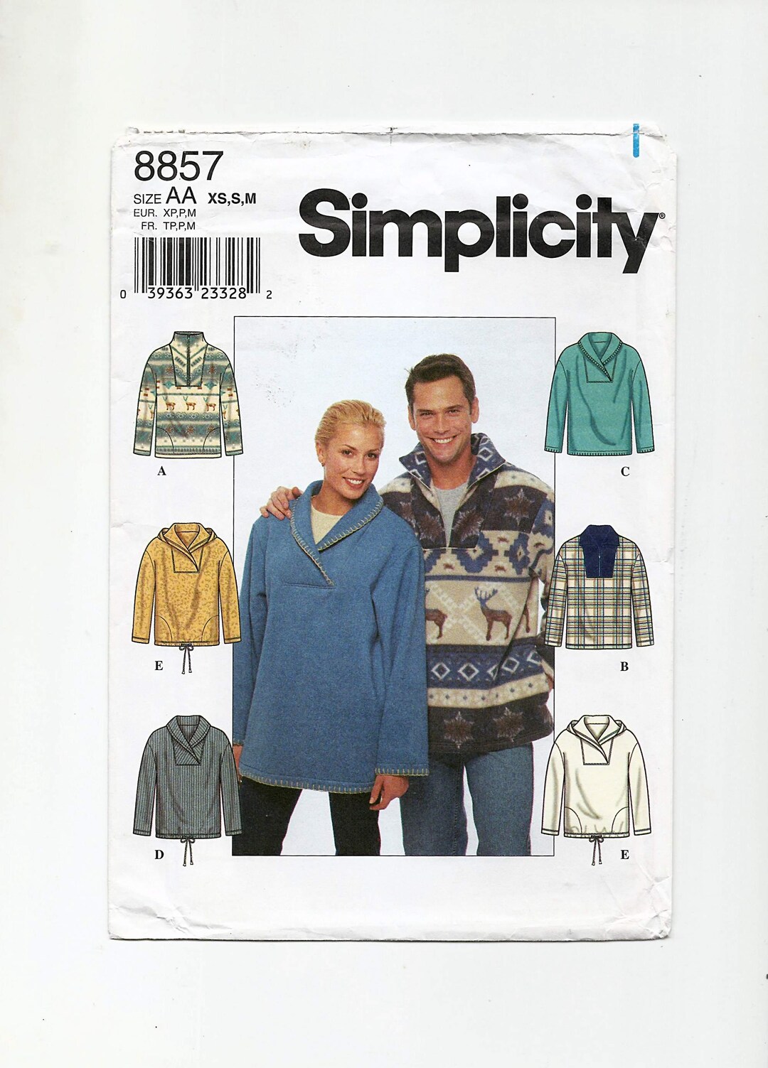 Misses, Men, Teen Fall/winter Top, Simplicity Sewing Pattern 8857 ...