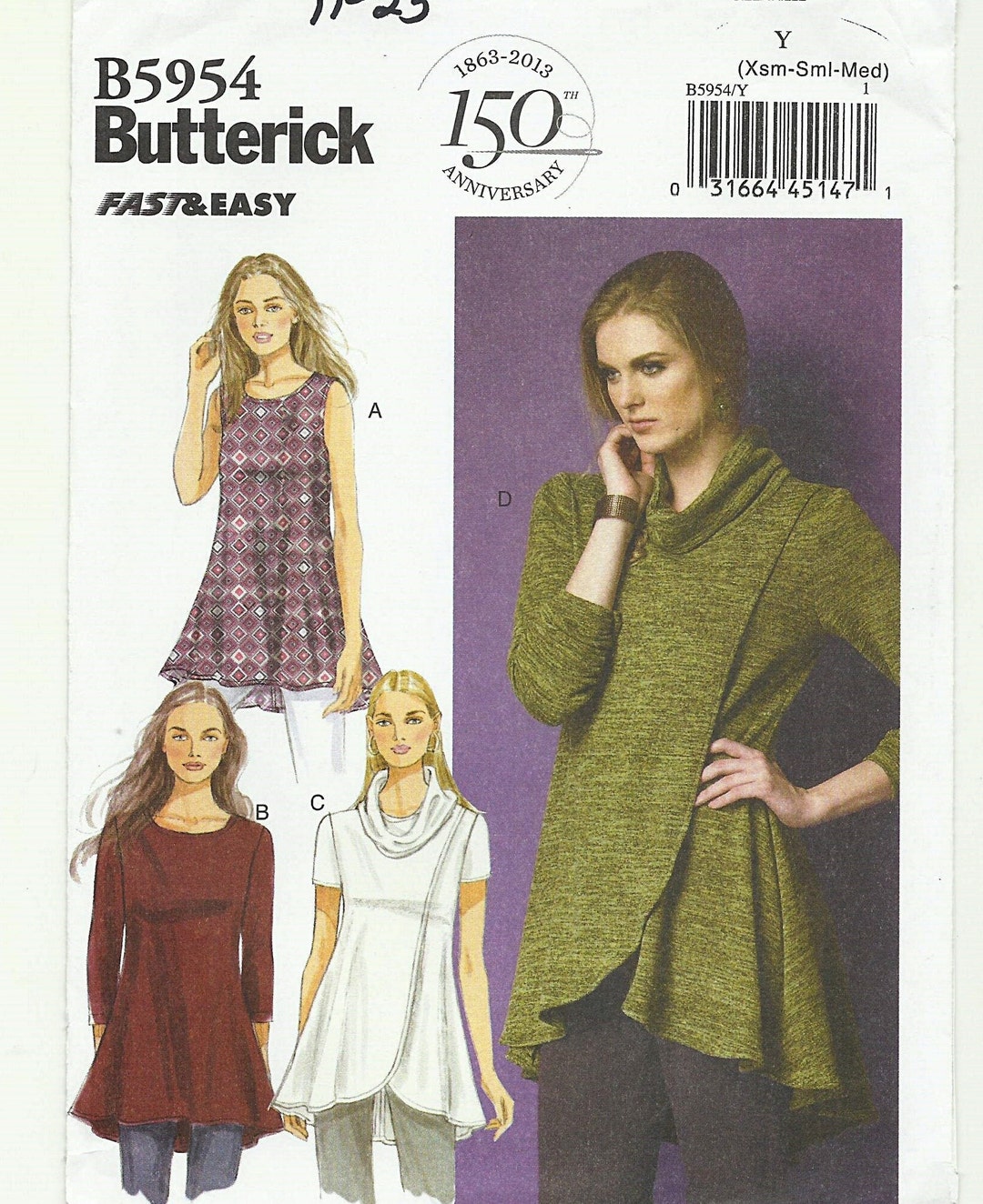 Butterick Tunic Sewing Pattern B5954: Misses Sizes 4-14, Knit Fabric - Etsy