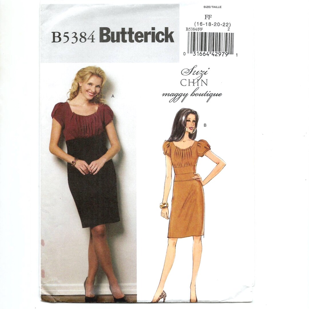 Suzi Chin Butterick Dress Sewing Pattern B5384: Sizes 16-22, Bust 38-44 ...