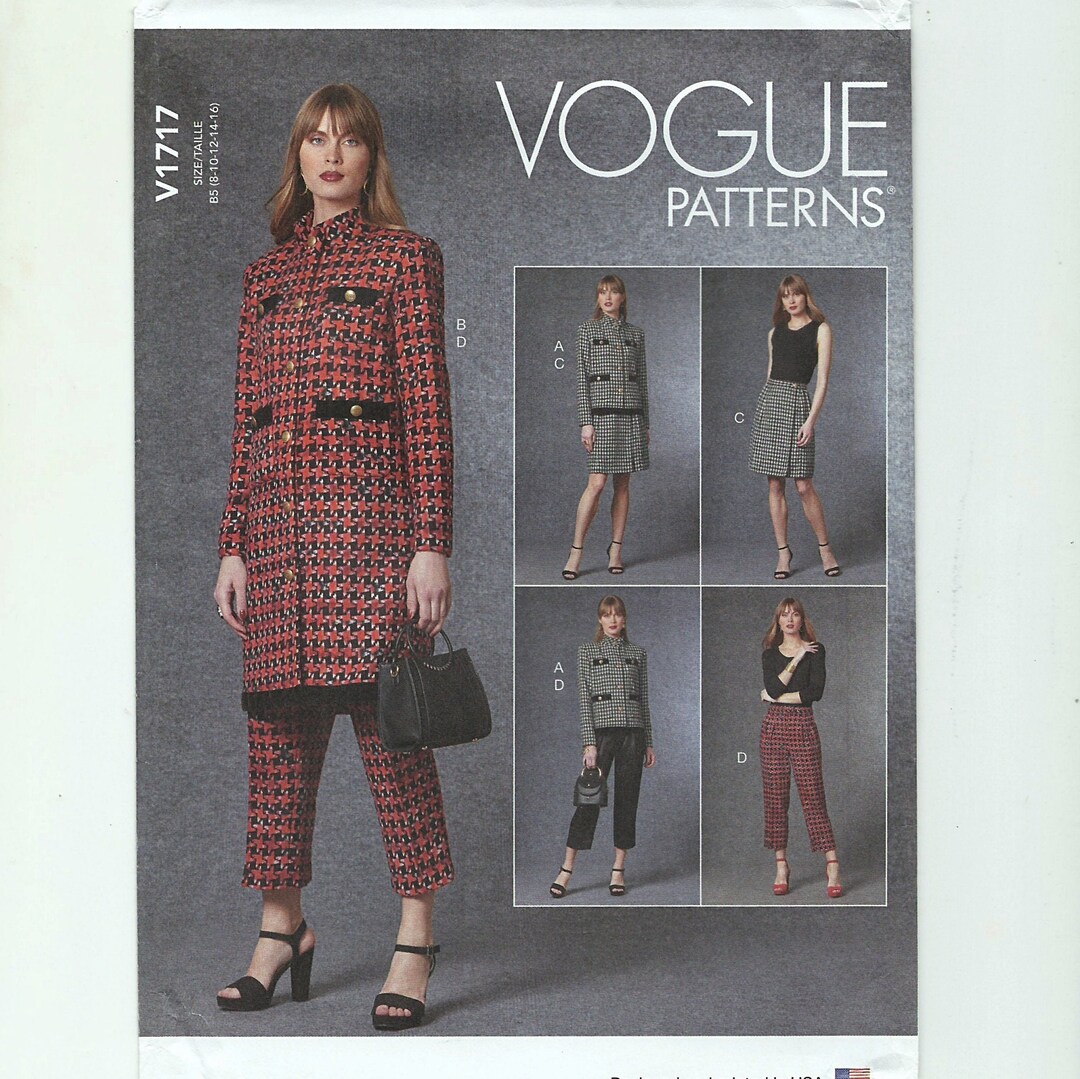 Misses Jacket, Skirt, Pants Sewing Pattern Vogue V1717, Sizes 8 to 16 ...