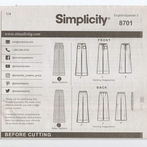 Misses Pants Sewing Pattern, Design Hacking Options, Simplicity 8701 ...