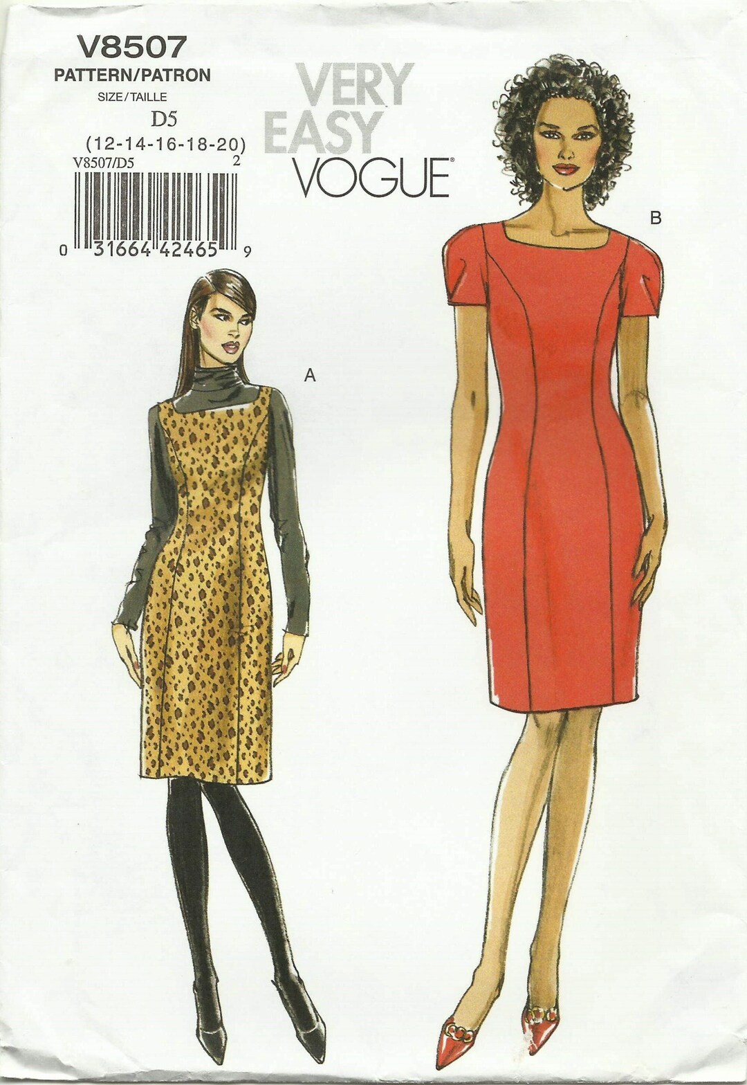 Vogue 8507 Dress Sewing Pattern: Fitted Princess Seam Design, Sizes 12 ...