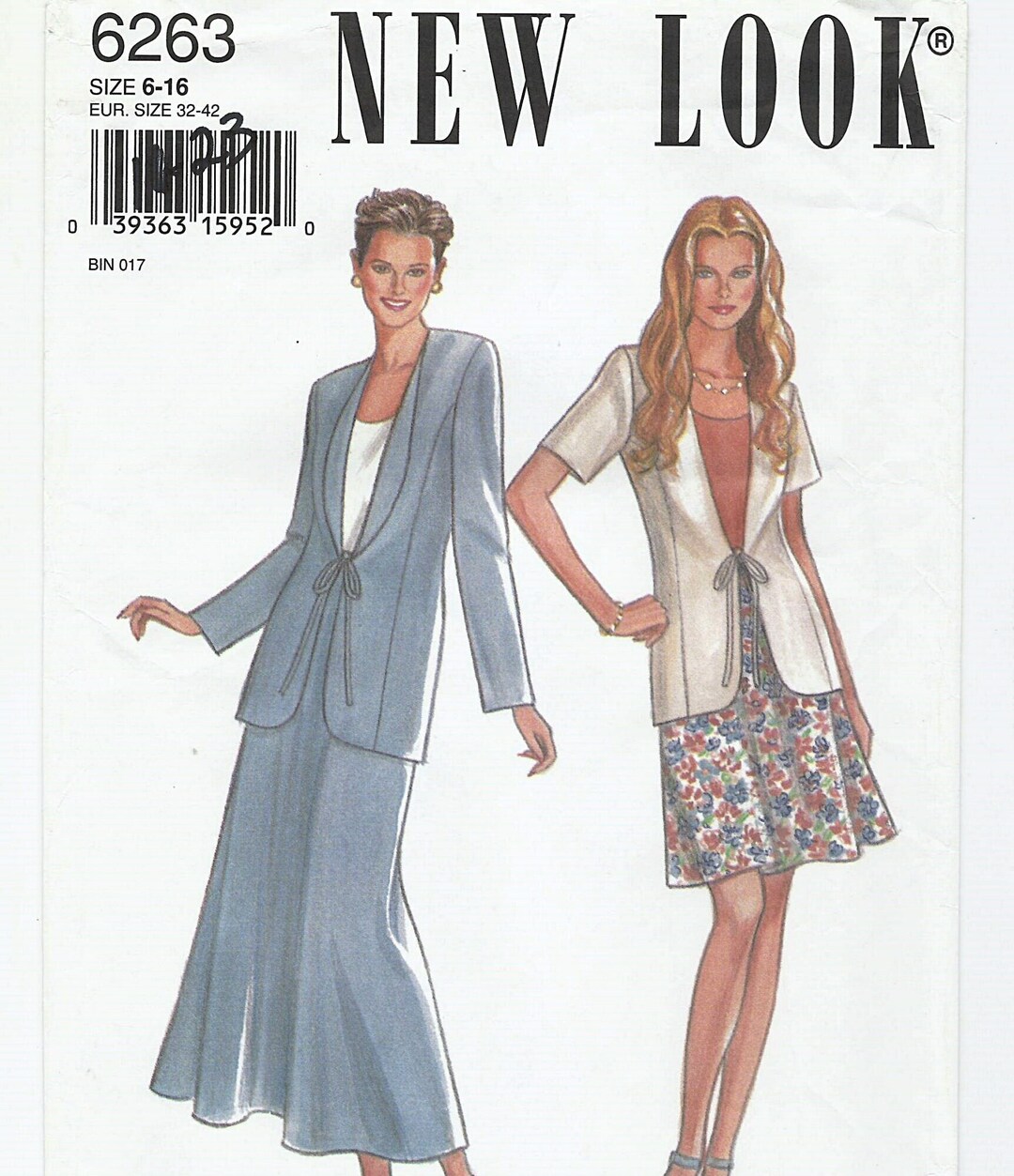 Misses Jacket, Skirt, New Look Sewing Pattern 6263, Factory Folded ...