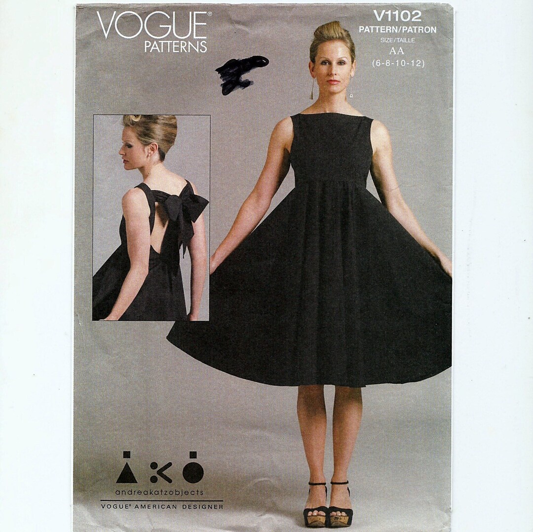 Vogue American Designer Dress Sewing Pattern V1102, Andrea Katz, Sizes ...