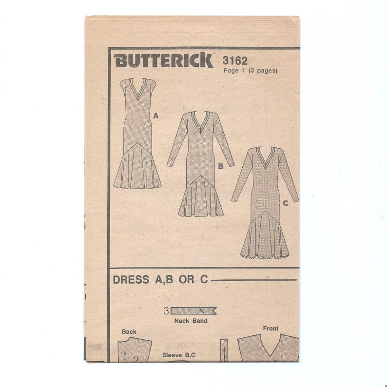 Vintage 1985 Butterick 3162 Dress Sewing Pattern, Size 6-10, Uncut - Etsy
