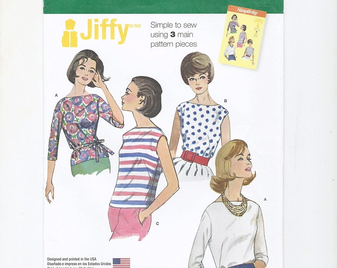 Misses Jiffy Blouses and Tie Belt, Simplicity Pattern 1364, Sizes 8 to ...