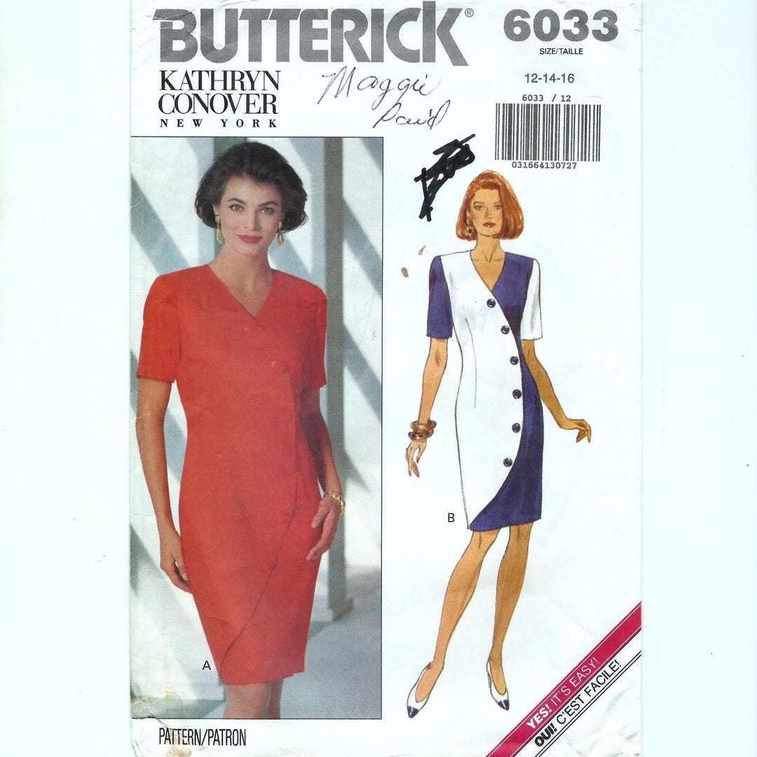 Vintage 90s Dress Sewing Pattern: Butterick 6033, Sizes 12-16, Uncut - Etsy