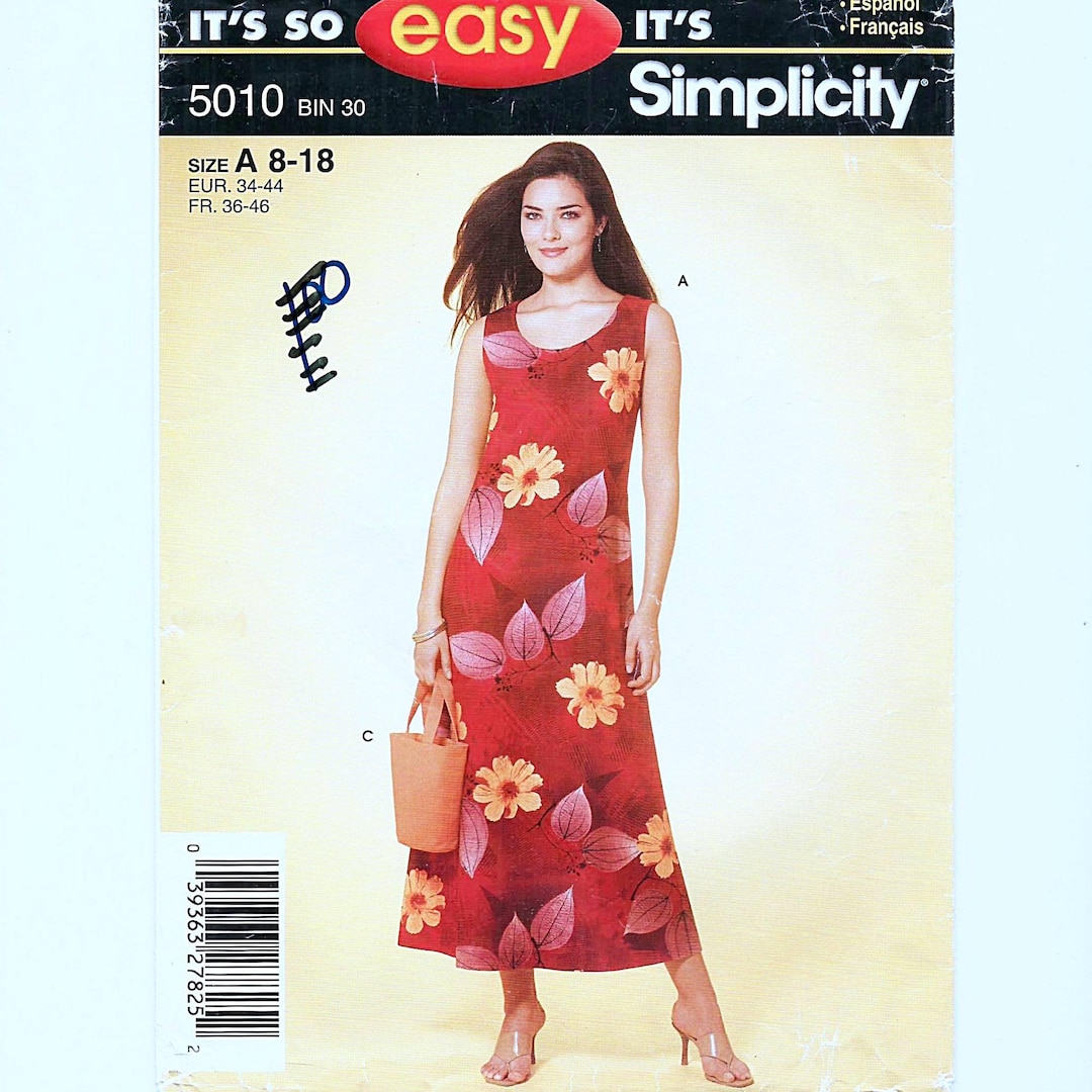 Misses and Women's Dress Sewing Pattern, Easy Simplicity 5010, Sizes 8 ...