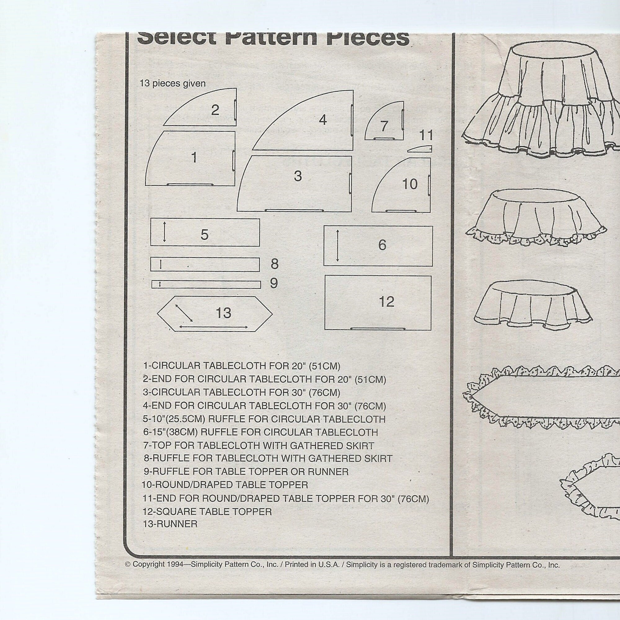 Tablecloths, Table Toppers, Table Runners Easy Sewing Pattern ...