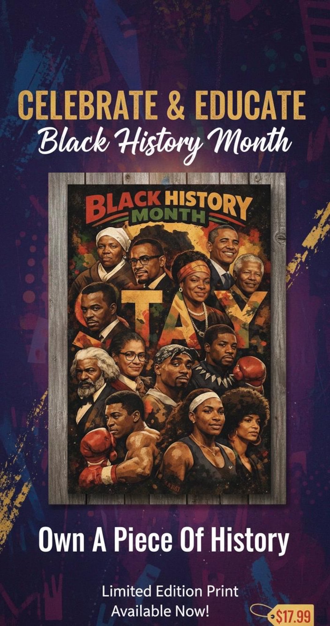 Black History Month Collage Poster | African American Icons Wall Art ...