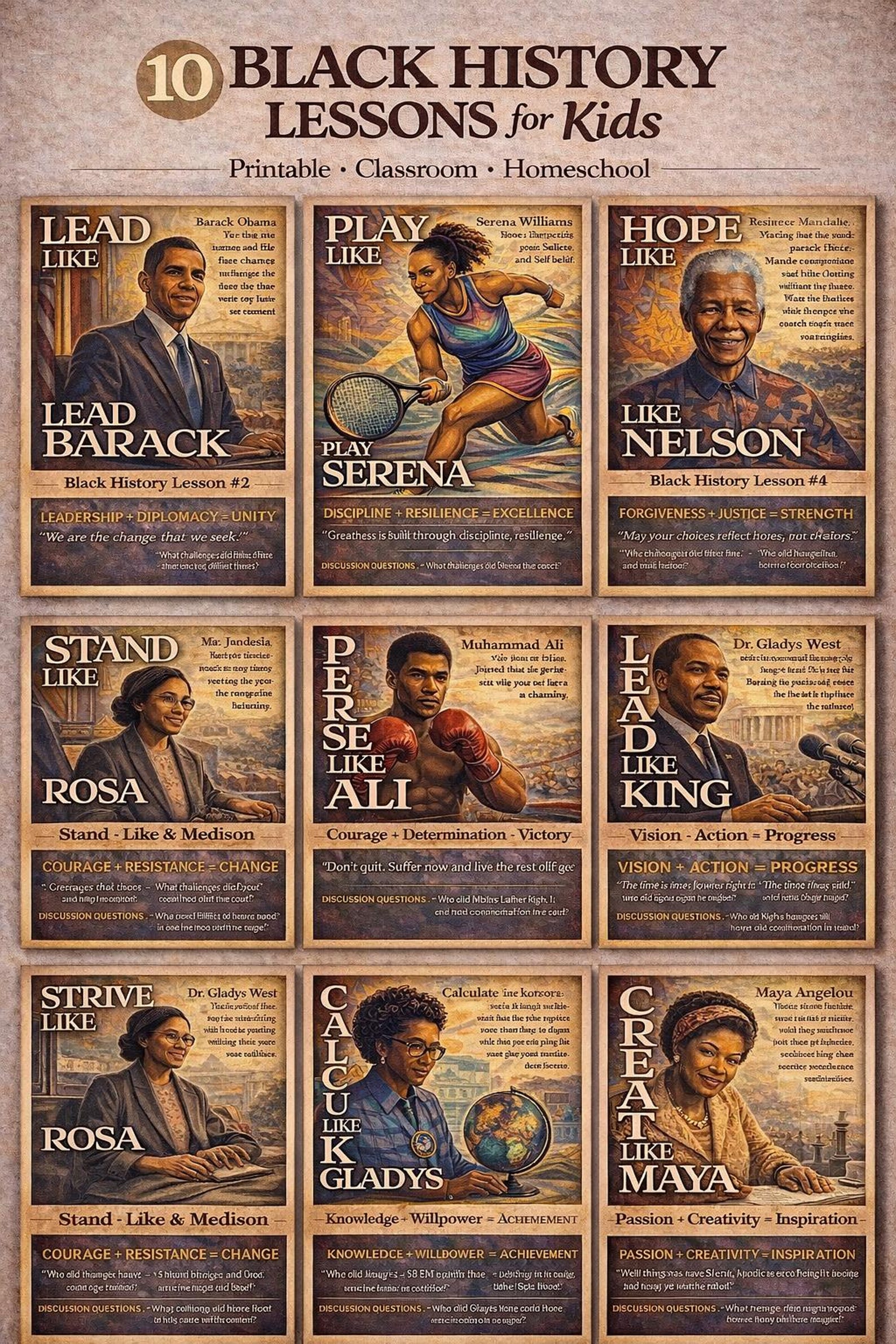 10 Black History Lessons for Kids | Printable Classroom Posters | Black ...
