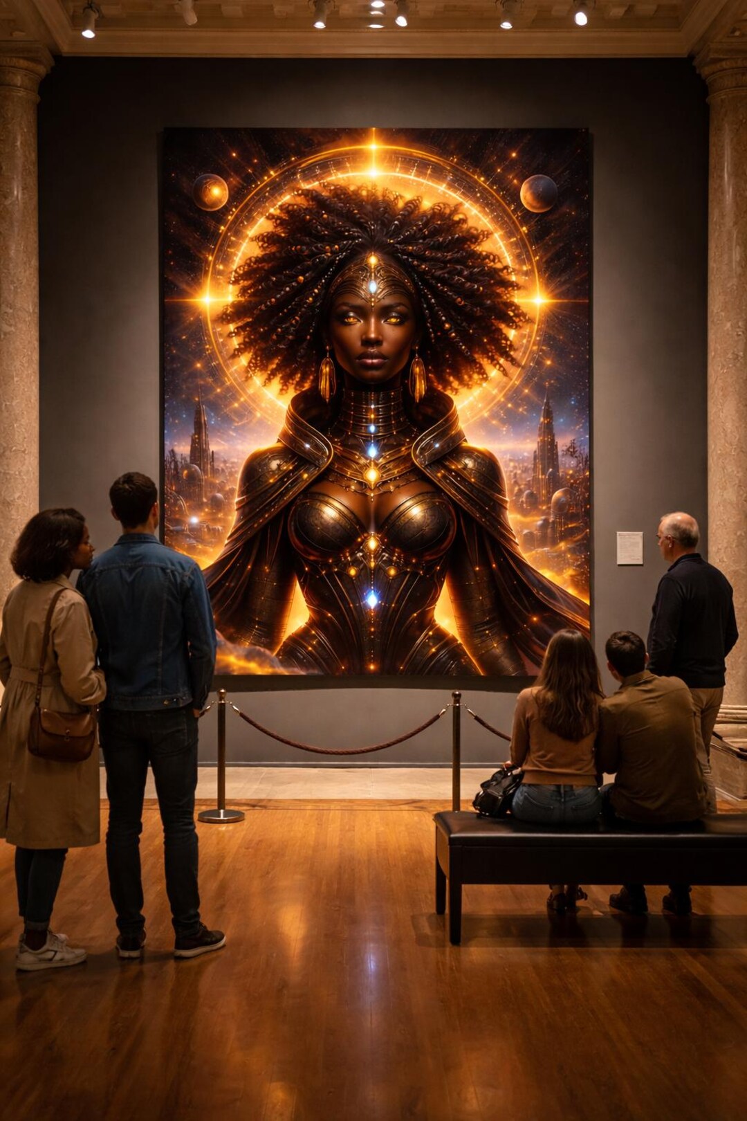 Afrofuturistic Black Woman Wall Art | Cosmic African Queen Digital ...