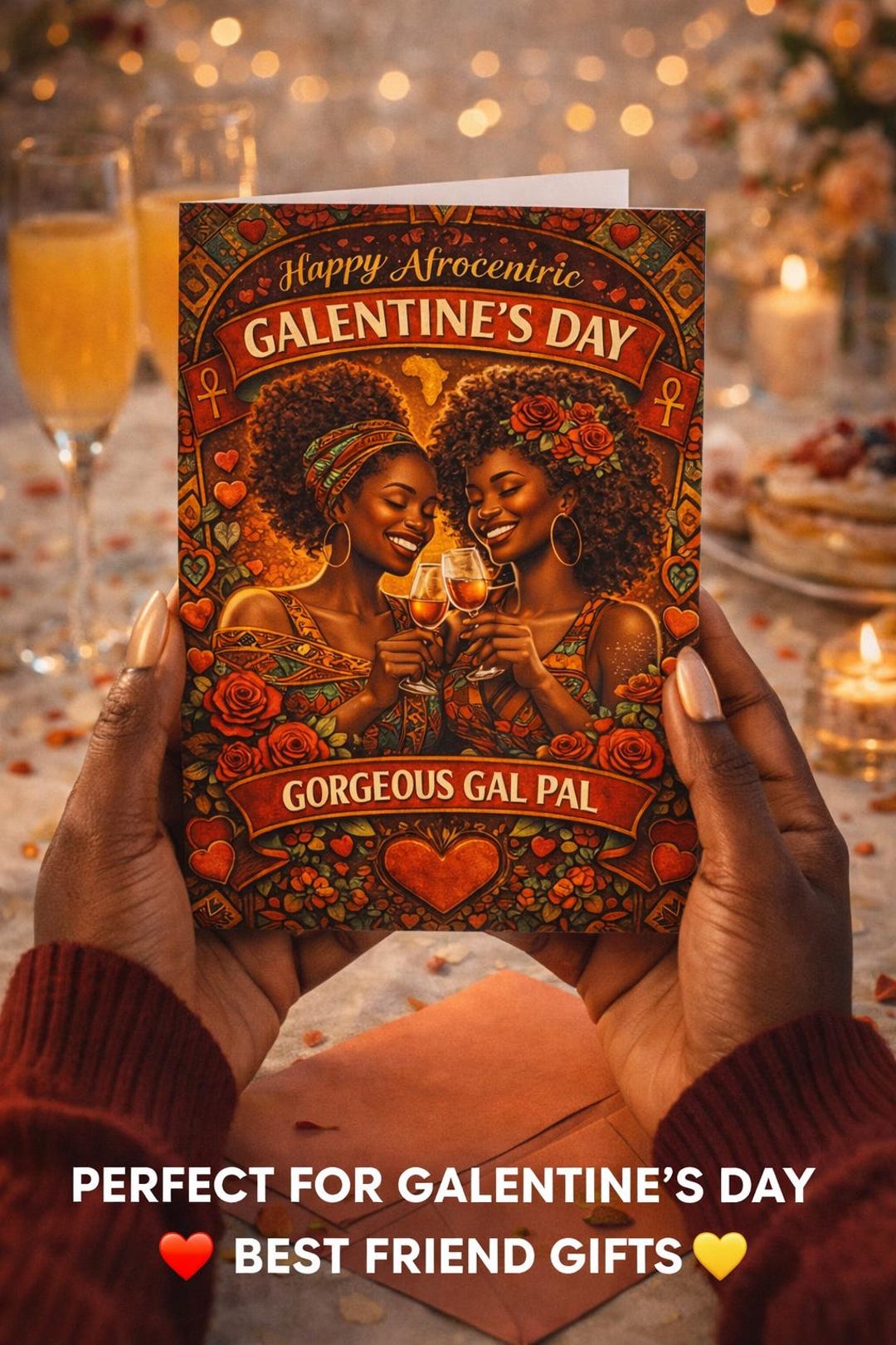 Afrocentric Galentines Day Card for Best Friend | Black Women ...