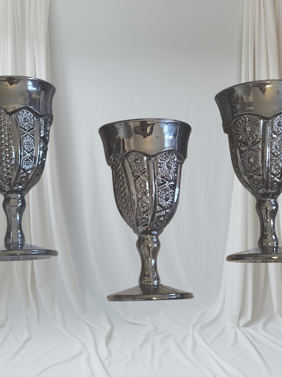 Victorian Gothic Pressed Glass Challice Goblet - Etsy