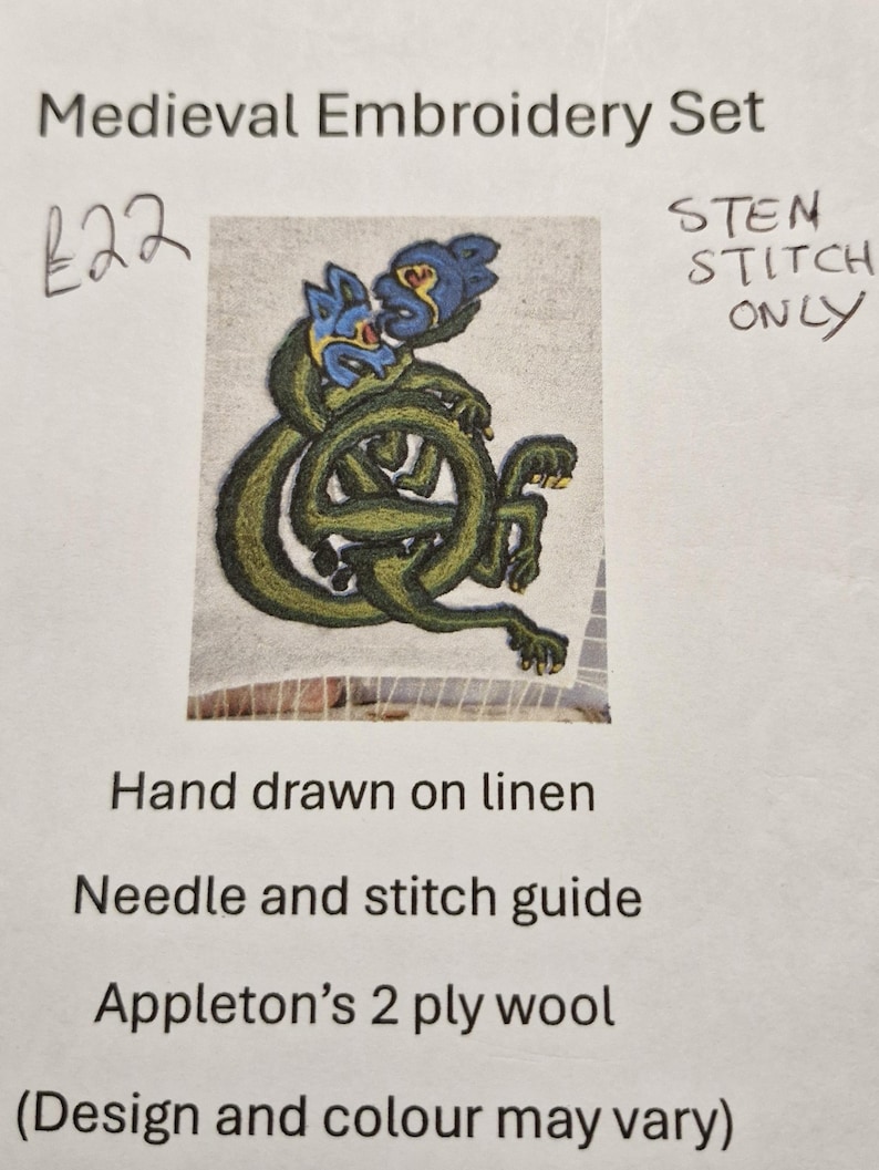 Anglo-saxon Double Dragon Embroidery Set - Etsy