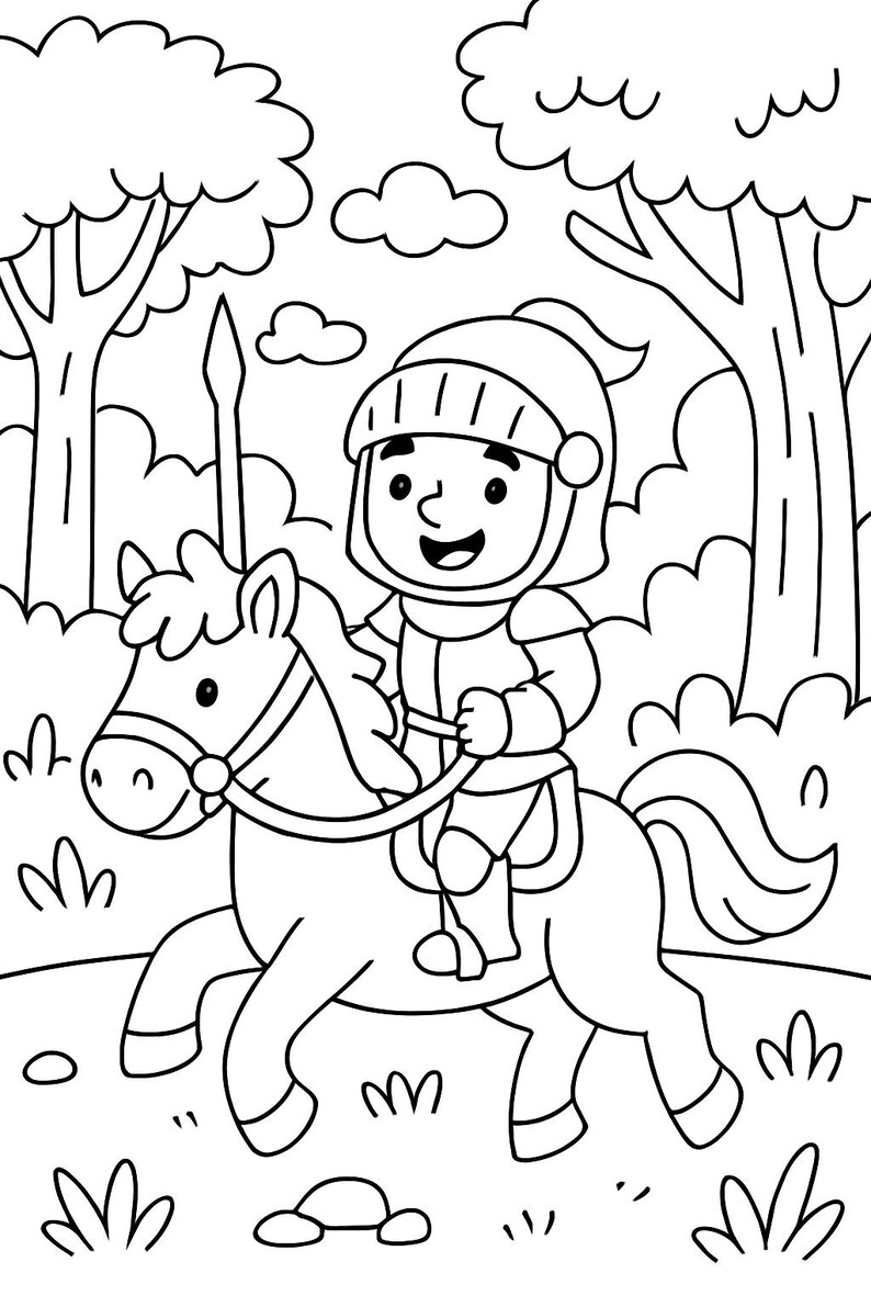 50 Knights & Dragons Coloring Pages for Kids - A4 - Printable - Etsy