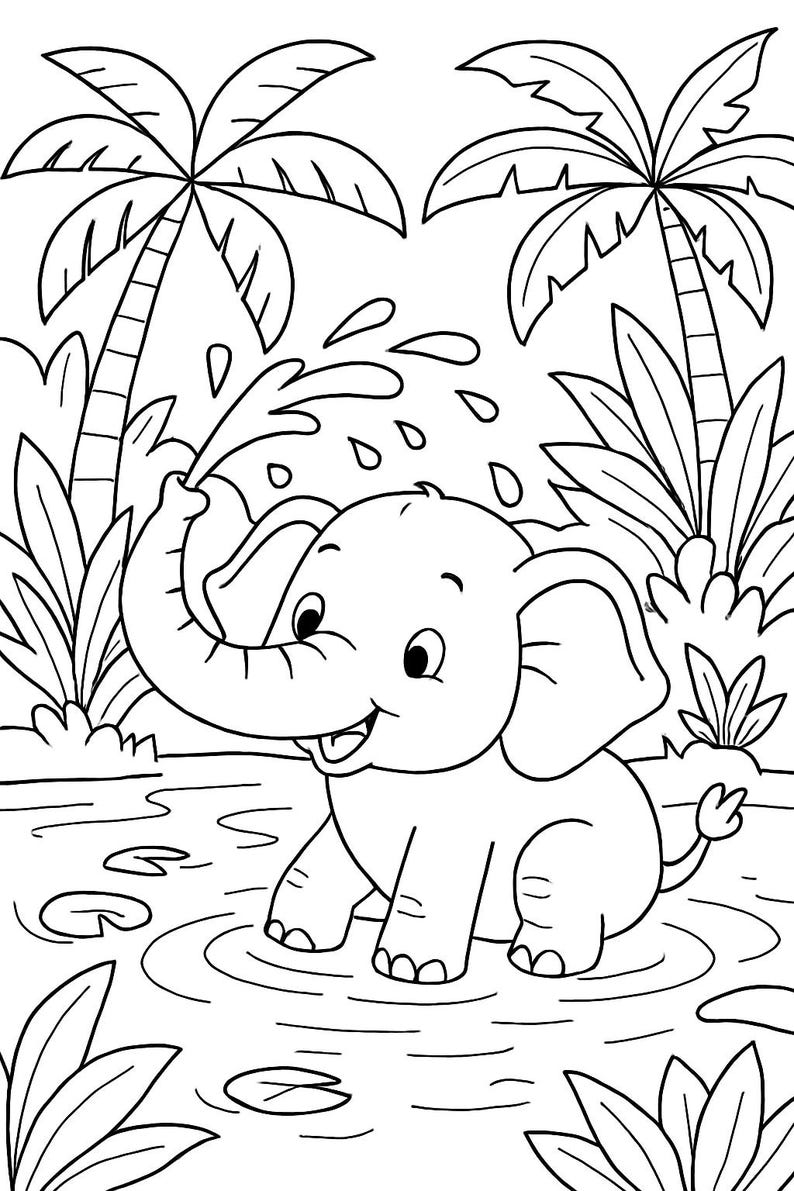 50 Jungle Animals Coloring Pages: Kids A4 Printable (PDF Pattern) - Etsy