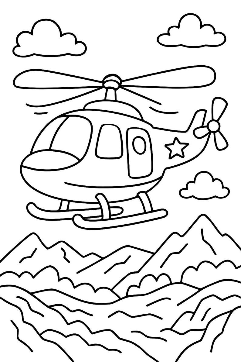 25 Helicopter Coloring Pages for Kids | Printable A4 PDF - Etsy