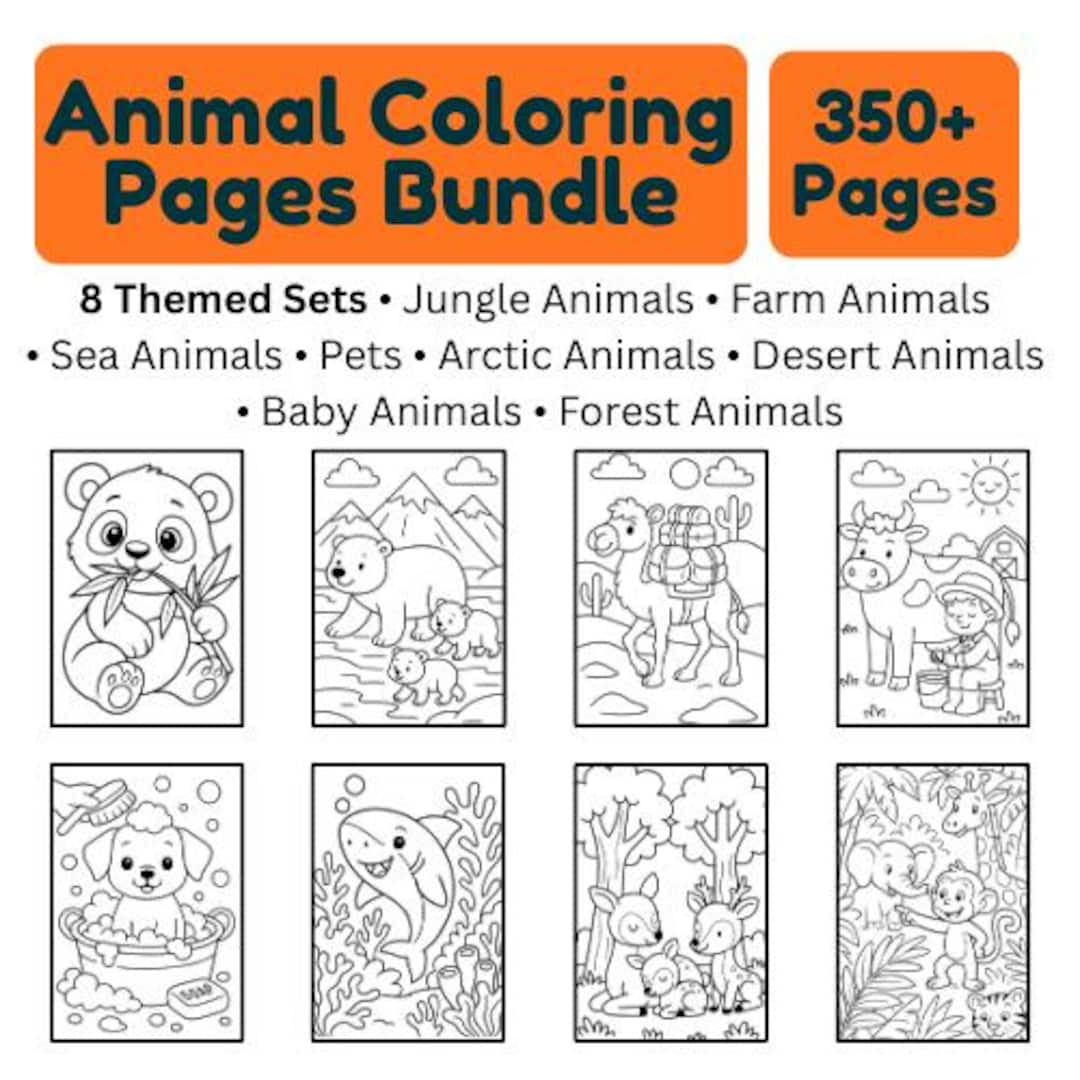 350+ Animal Coloring Pages Bundle - Kids Printable A4 (PDF) - Etsy