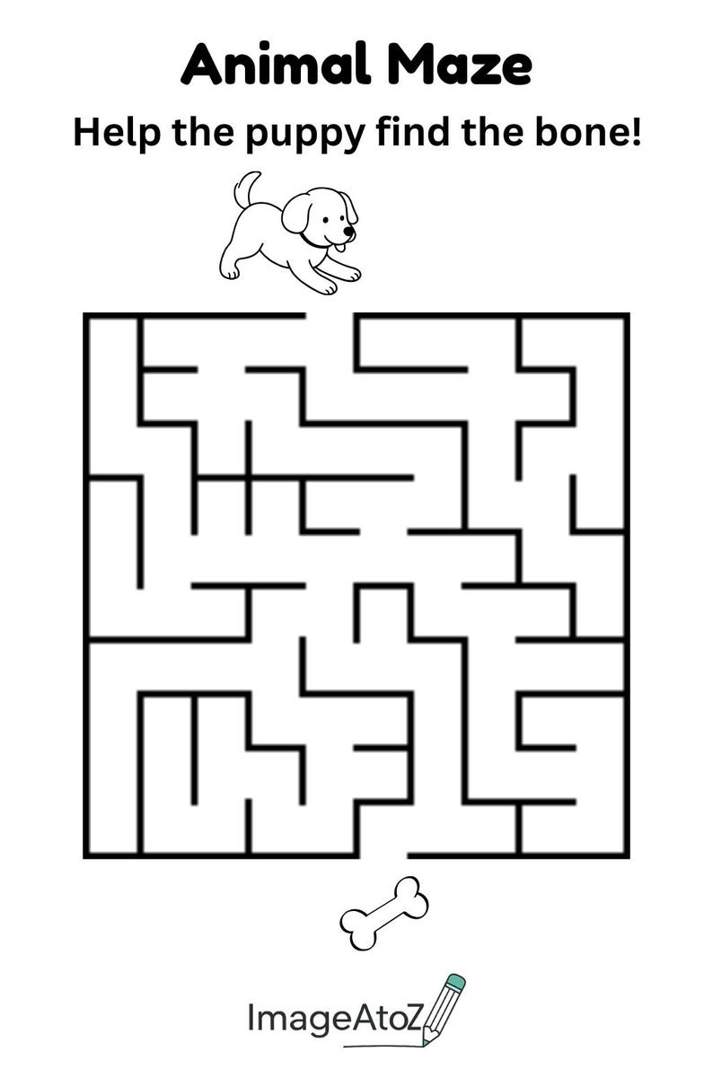 Easy Puppy Mazes for Kids – 20 Printable Mazes (ages 3–5) - Etsy Canada