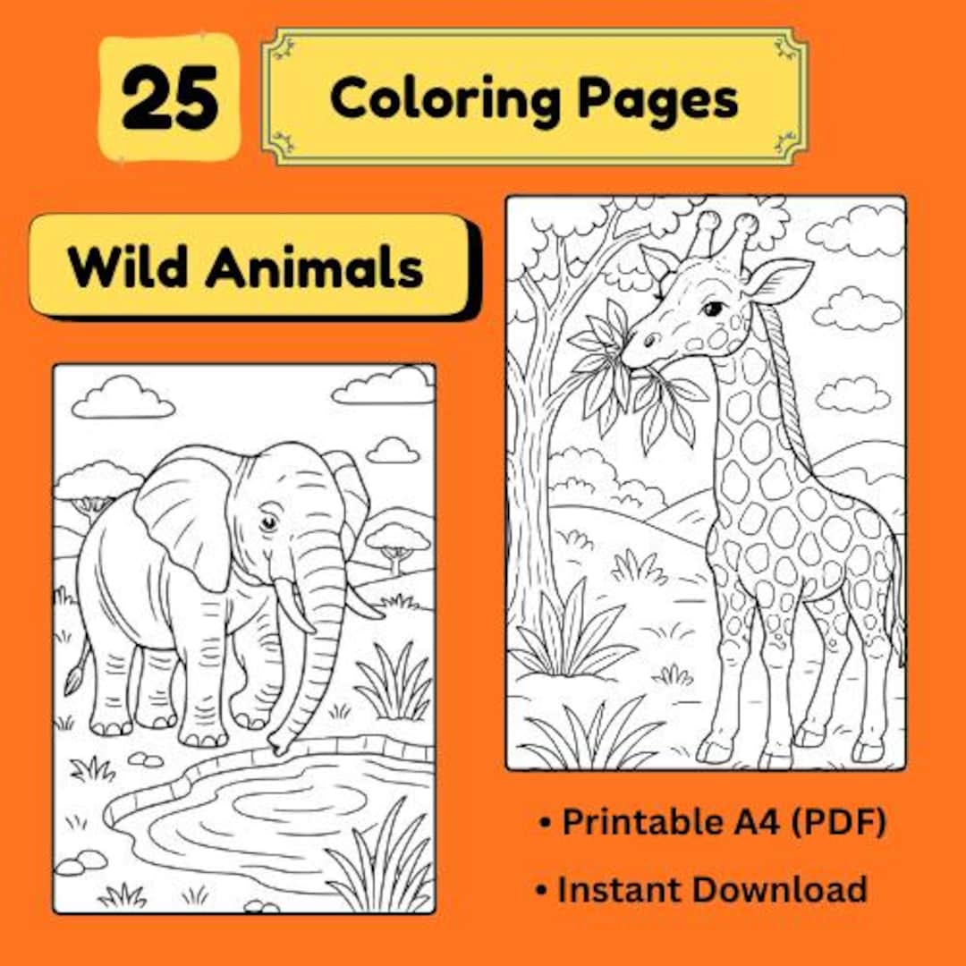 25 Wild Animal Coloring Pages for Older Kids (ages 6-10) - Detailed A4 ...