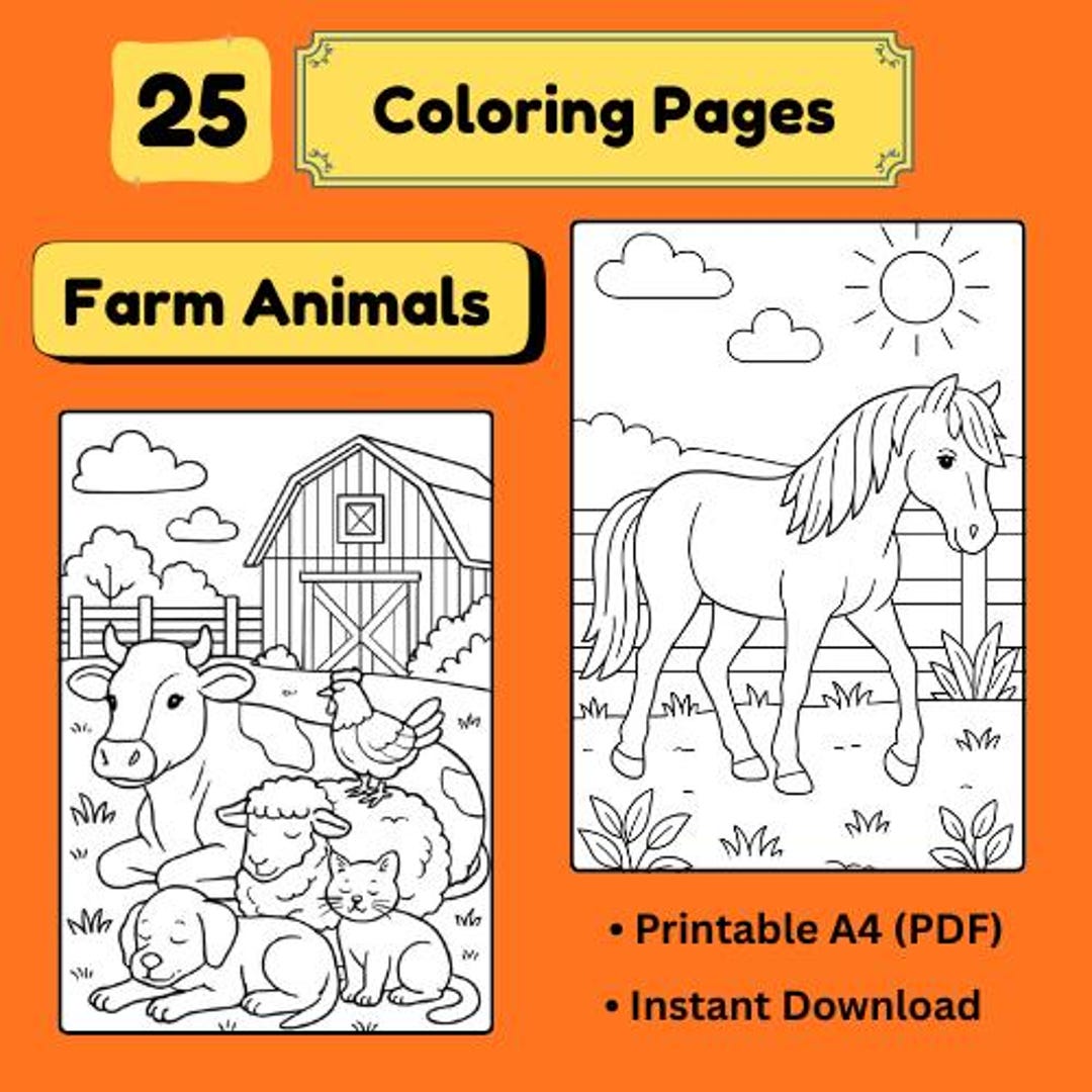 25 Farm Animal Coloring Pages for Older Kids (ages 6-10) - Detailed A4 ...