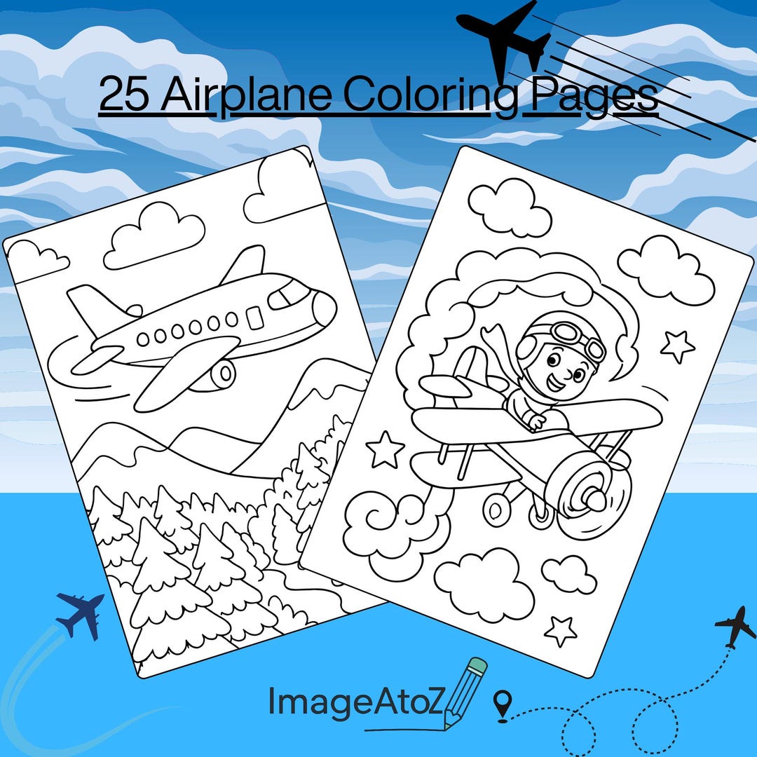 25 Airplane Coloring Pages - Printable A4 PDF - Etsy