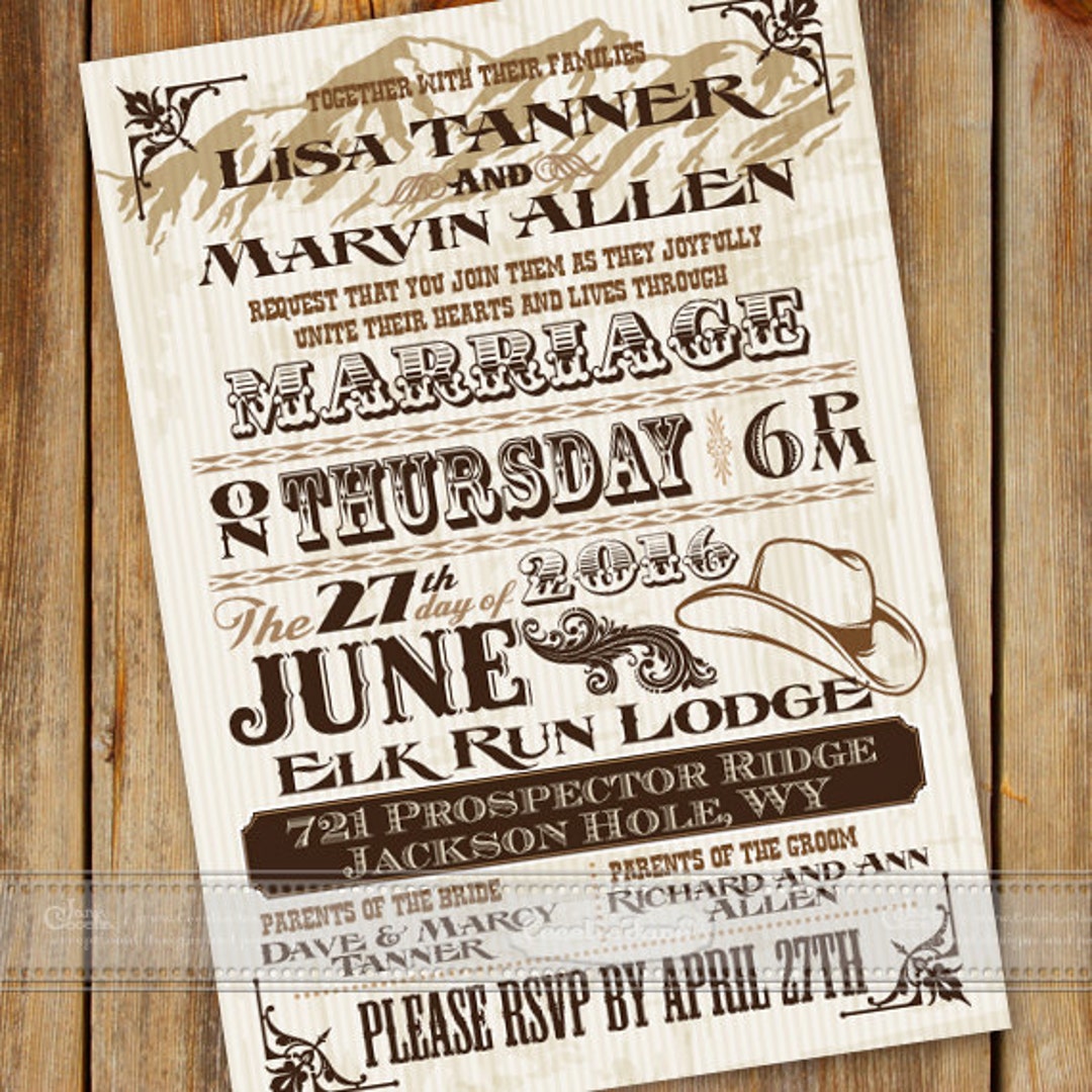 Wedding Invitations, Wedding Invitations With Rsvp, Cowboy and Cowgirl ...