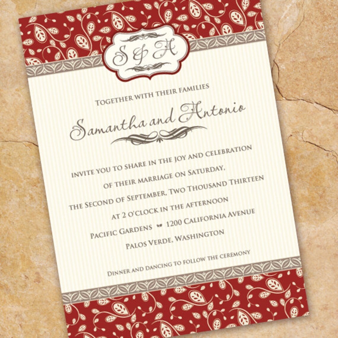 Wedding invitations ruby wedding invitations wedding | Etsy