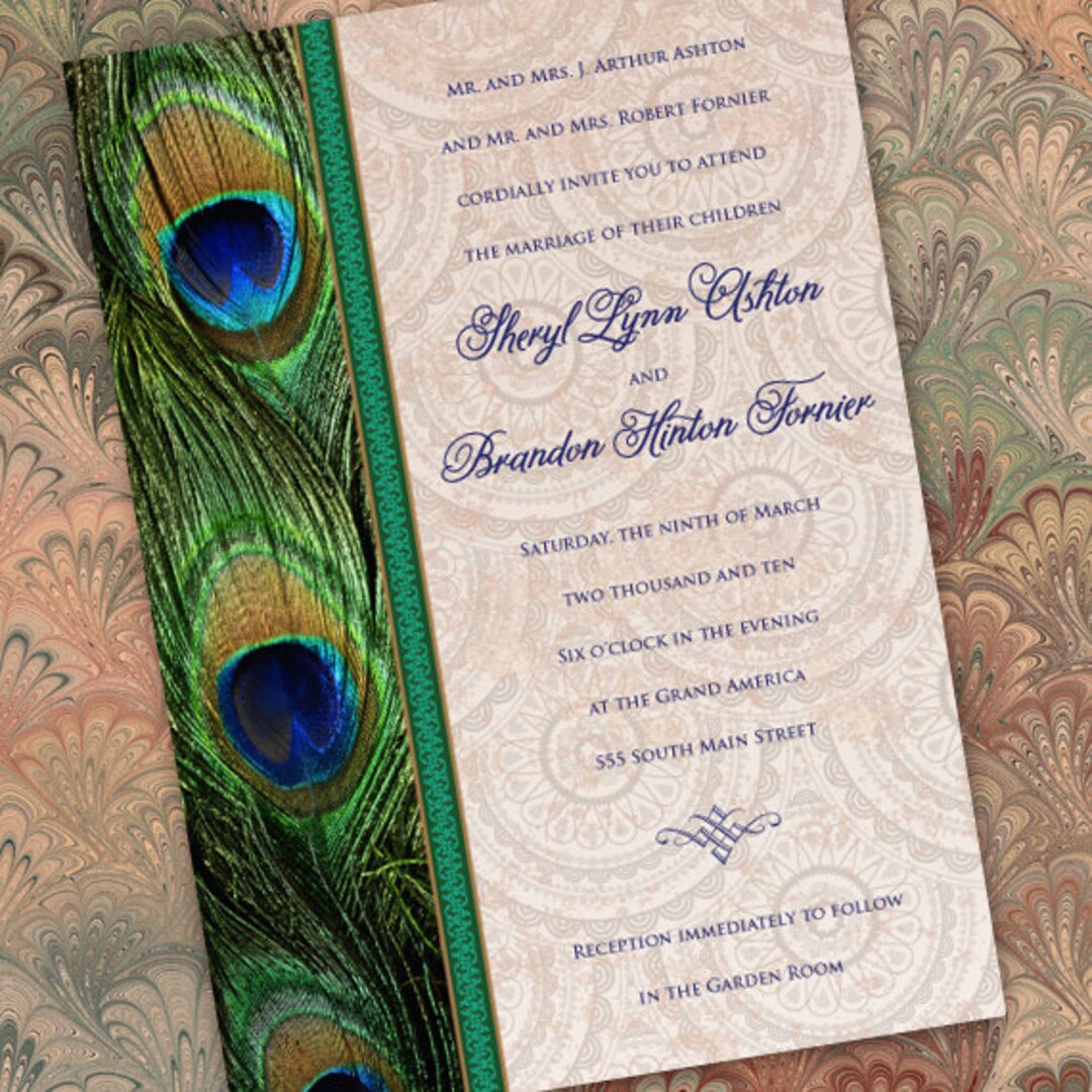 Wedding Invitations, Peacock Wedding Invitations, Peacock Bridal Shower ...