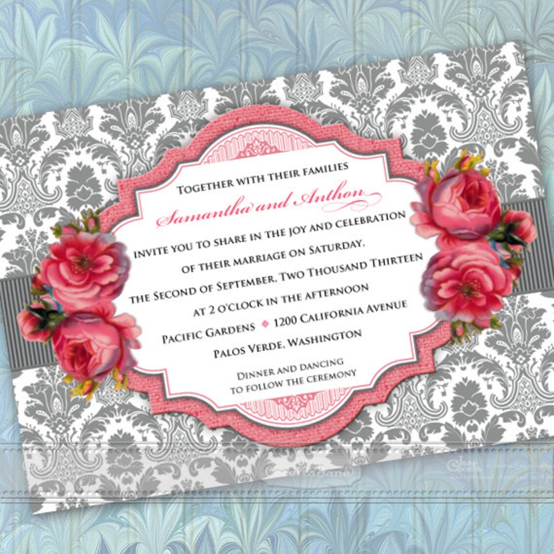 Wedding Invitations Rose Wedding Invitations Rose Bridal | Etsy