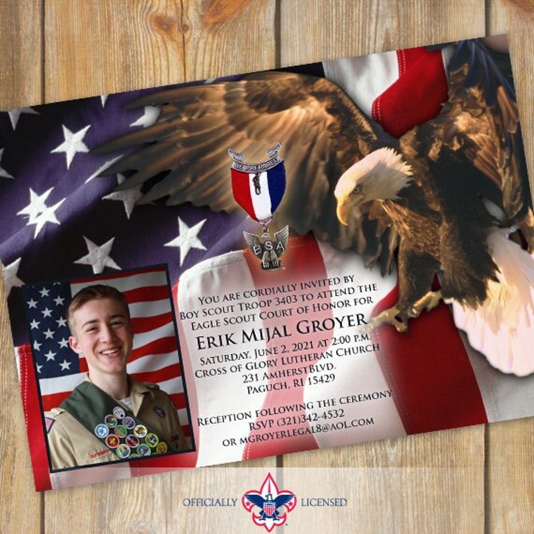 Eagle Scout Court of Honor Invitation, Single Sided, Boy Scouts of ...
